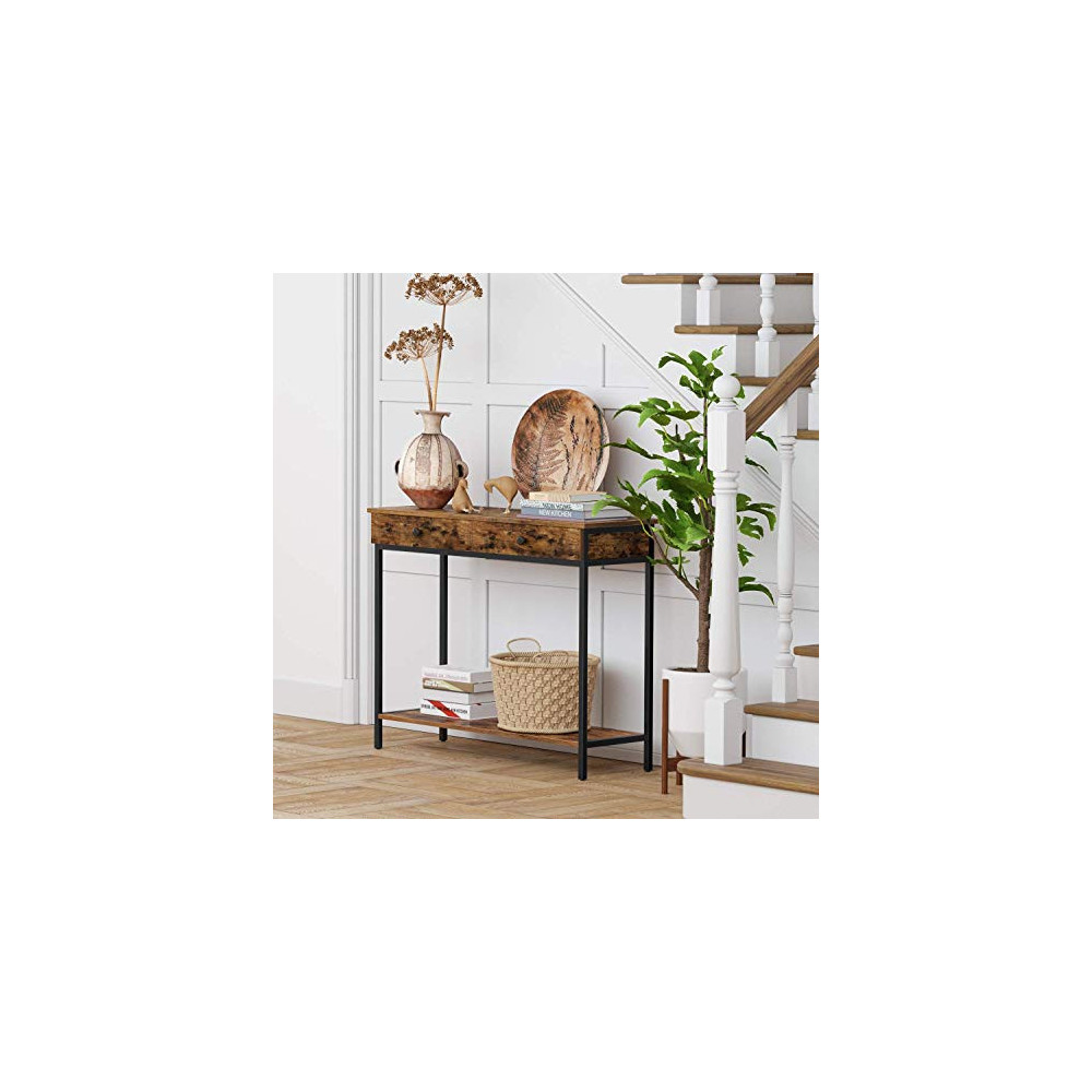 VASAGLE Console Table, Hallway Table with 2 Drawers, Sofa Table ...