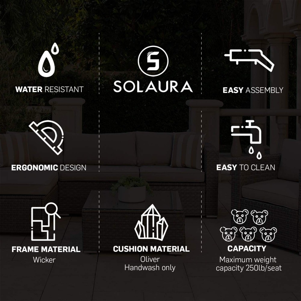 SOLAURA Outdoor Furniture Set 6-Piece Wicker Furniture Modular