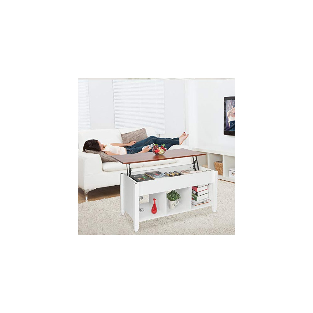 HomVent Lift-up Top Coffee Table,Wood & Metal End Table,Hidden ...