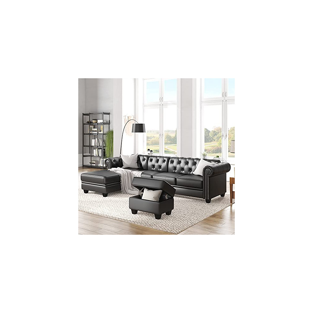 kupet Modern 4 Seat Living Room Set, Sectional Sofa with Storage ...