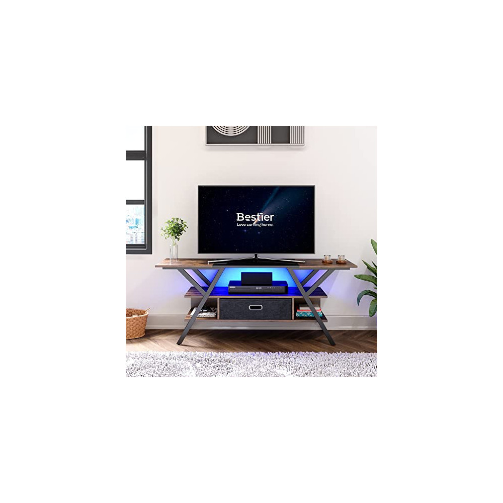 Bestier 55" Gaming TV Stand for 65 Inch TV Gaming Entertainment ...