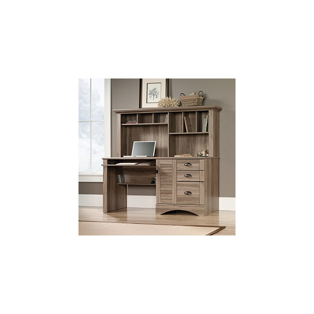Sauder Harbor View Computer Desk with Hutch, Salt Oak finish | Universe ...