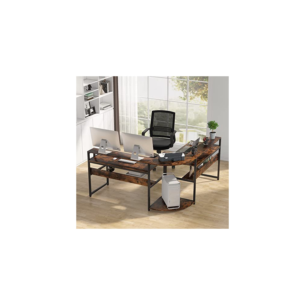 Tribesigns L-Shaped Computer Desk with Storage Shelves, Modern ...